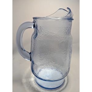 Libbey | Dining | Vintage Blue Libbey Pitcher Hammered Pattern Glass ...